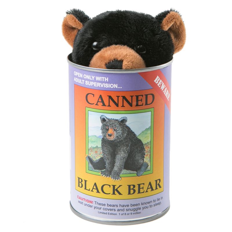 Canned Critters Stuffed Animal Black Bear 6