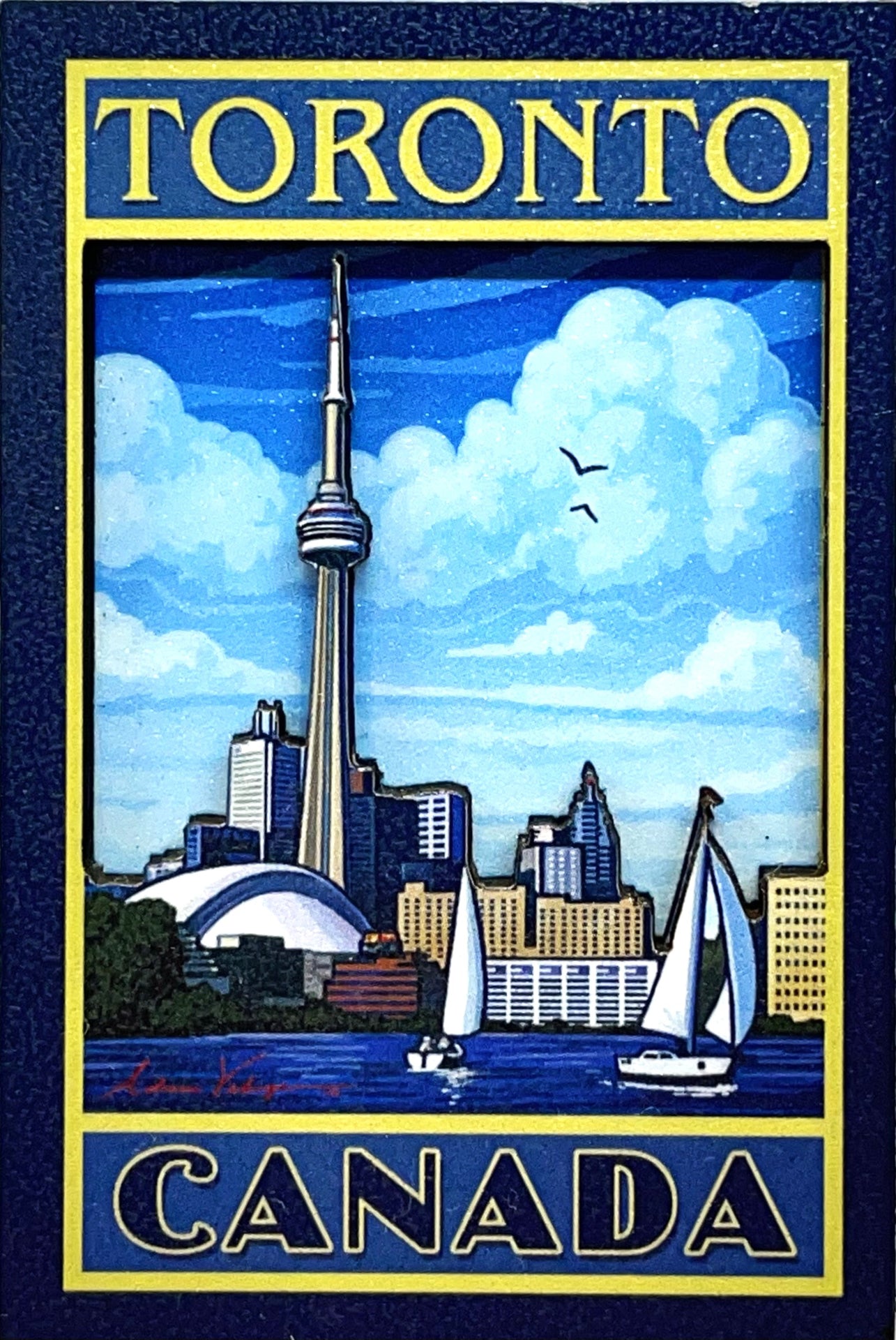 Toronto Wooden Magnet - 3D Artistic CN Tower with City Skyline 3" x 2 ...
