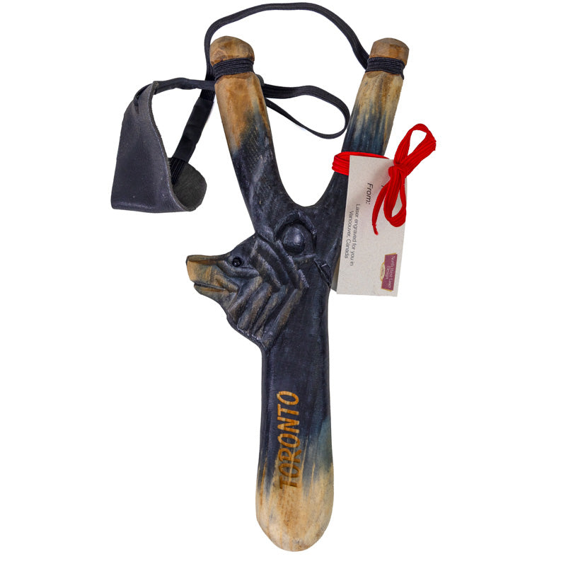 Wooden Slingshot - Carved Black Bear with Toronto Engraved – UCANADA