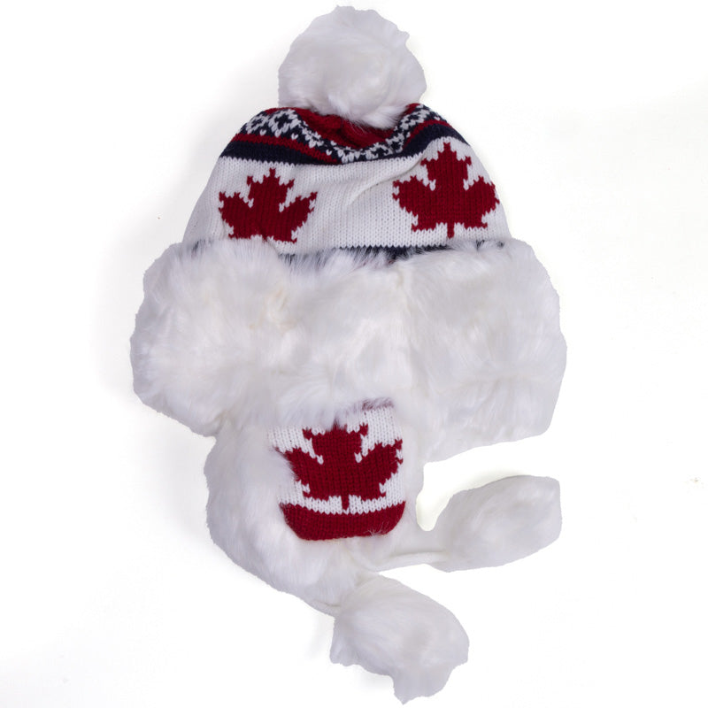 Canadian Pom-Pom Pilot Hat with Maple Leaf – UCANADA