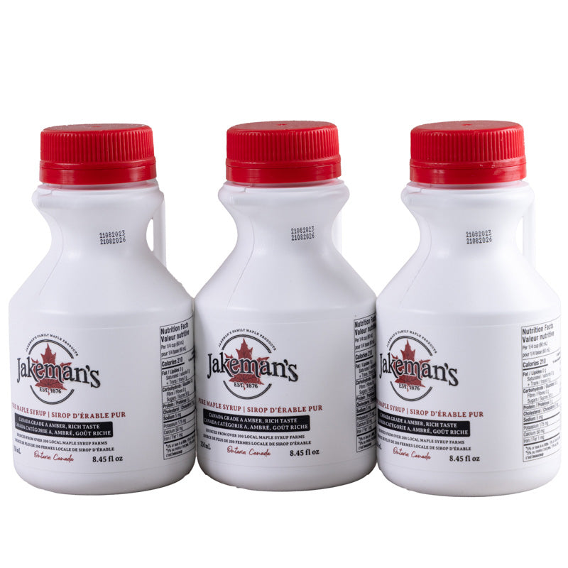 Jakeman's Pure Maple Syrup Canada Grade A Amber - 250ml x 3 pack Jug ...
